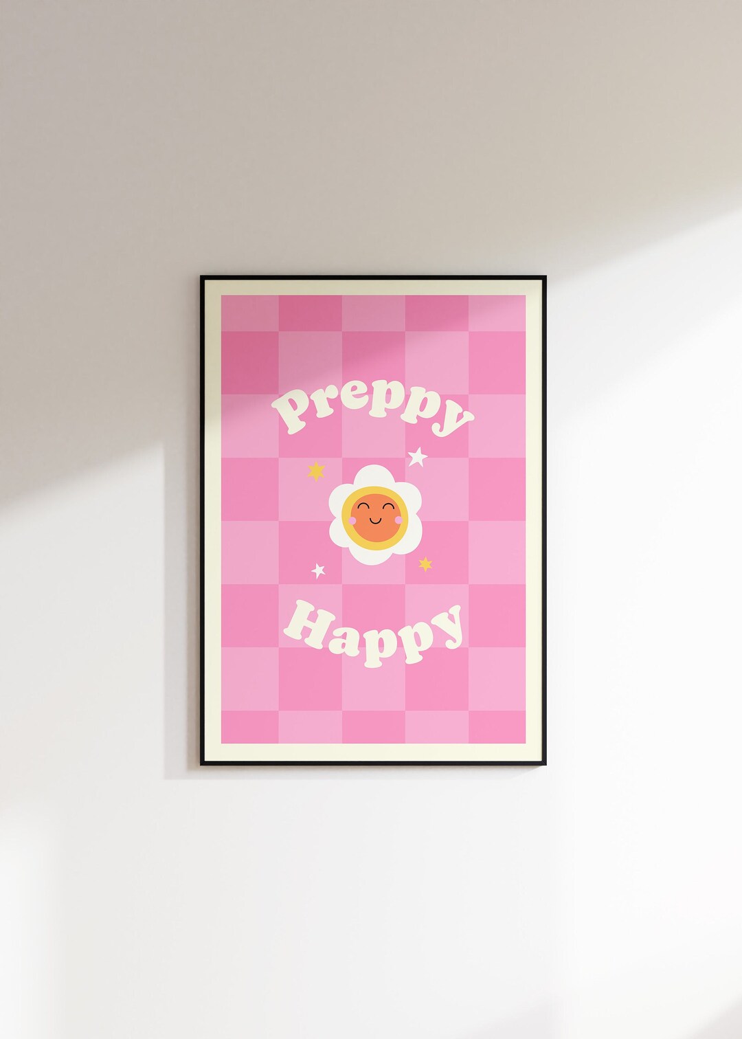Preppy Happy Poster Digital Download Size A3 & 40cmx50cm | Printable ...