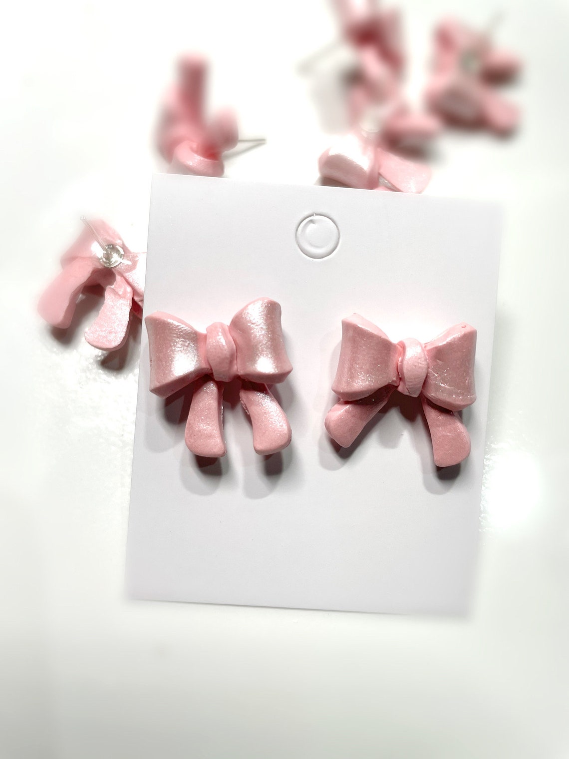 Polymer Clay Coquette Bow Earrings/handmade Bow Earrings/satin Bow ...