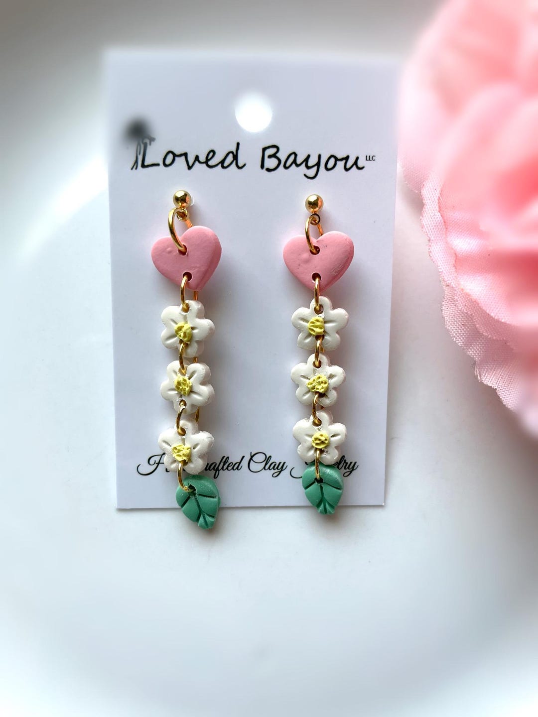 Valentine Daisy Dangles/valentines Day Earrings/valentine Heart Drop ...