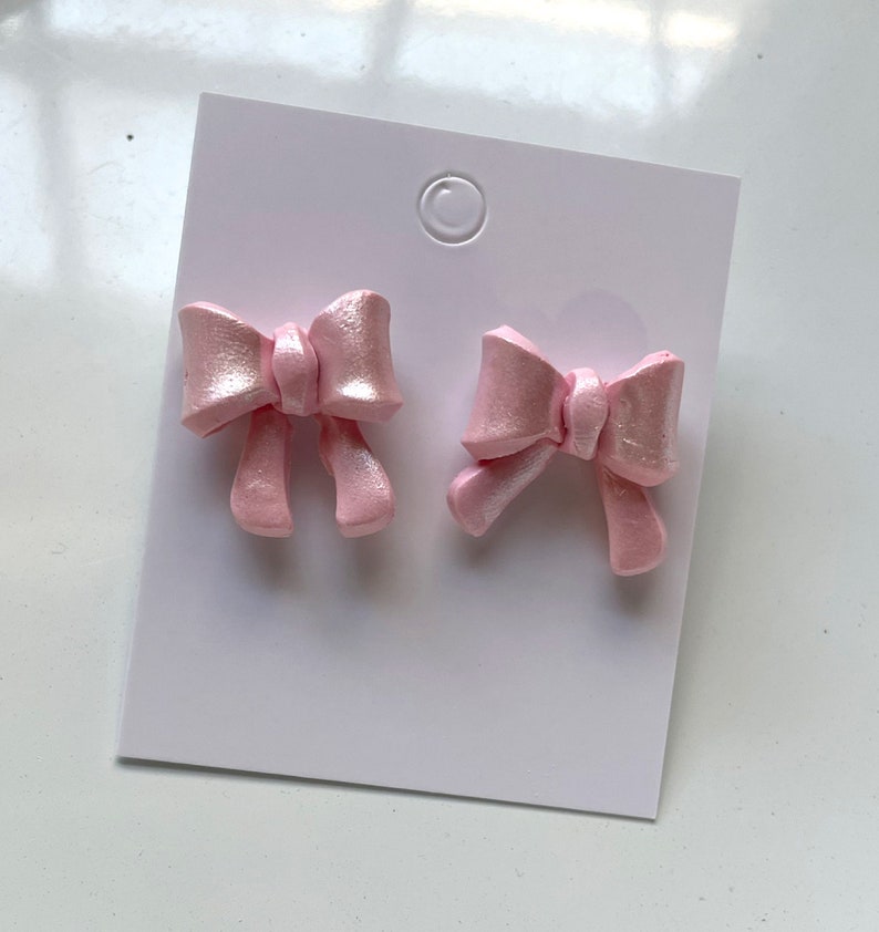 Polymer Clay Coquette Bow Earrings/handmade Bow Earrings/satin Bow ...