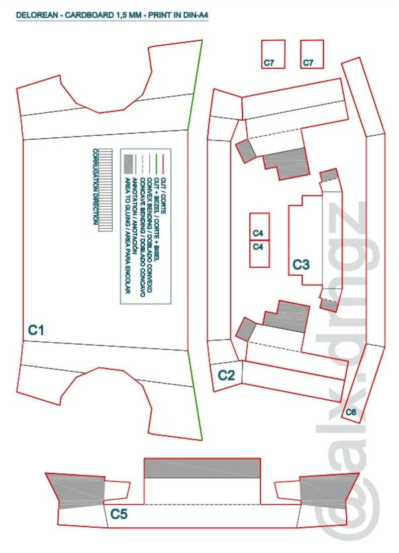 DELOREAN Template. Planos DIY para confección de coche en cartón - Etsy ...