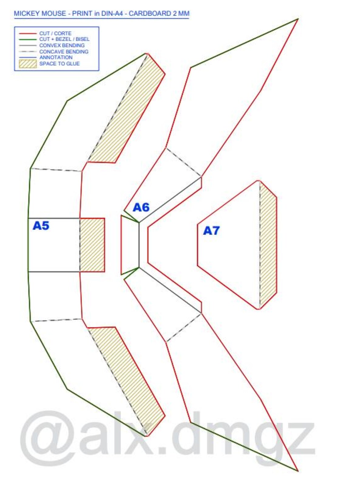 Mickey Mouse Template. DIY Plans for Making a Cardboard Mask - Etsy