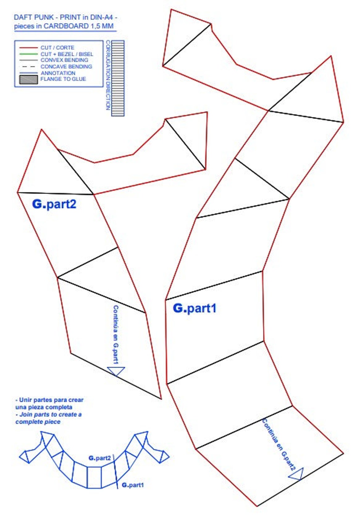 DAFT PUNK Helmet Template. Planos DIY para confección de casco en ...