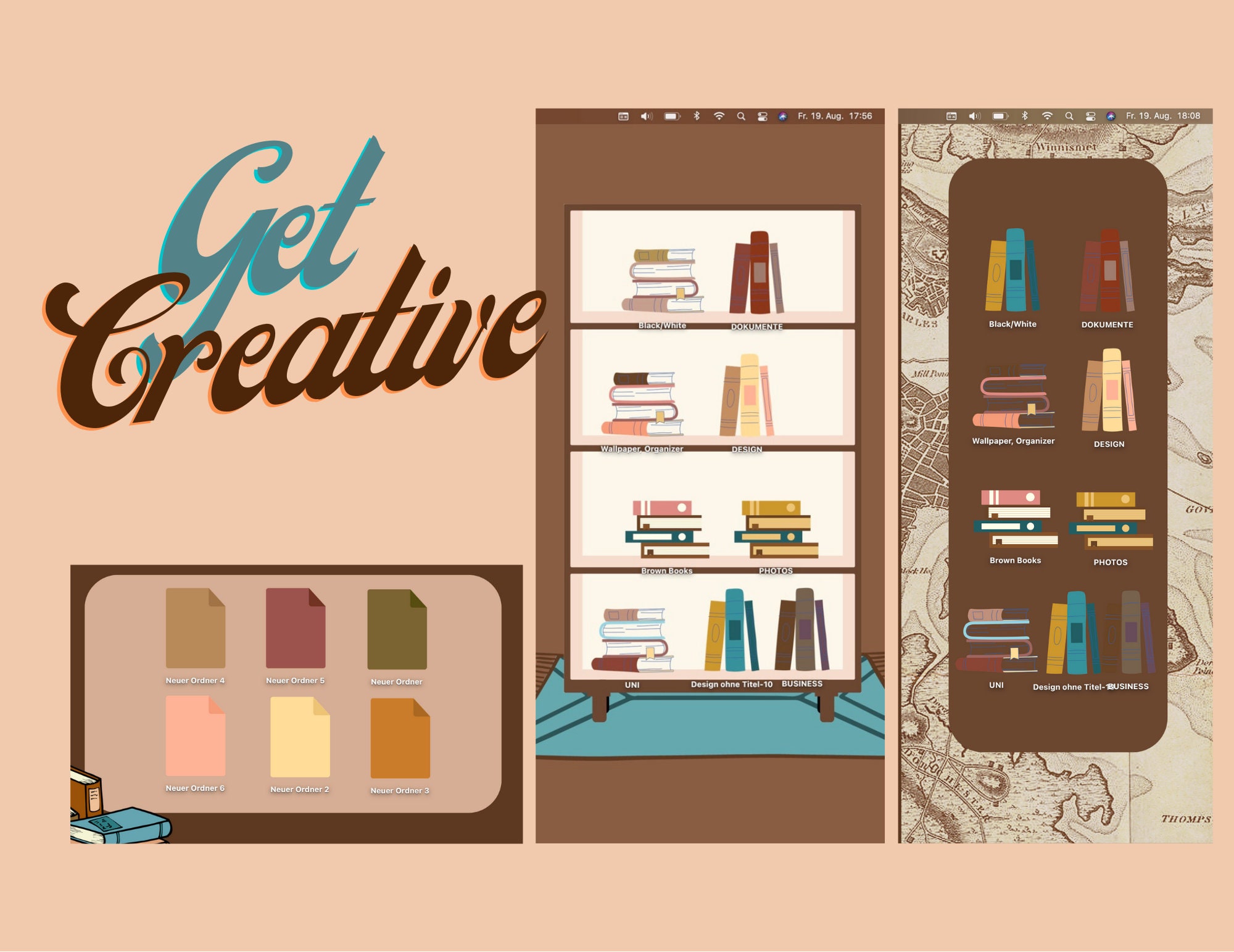 MacBook Desktop Book Icon Set With Matching Wallpapers for an Organized ...