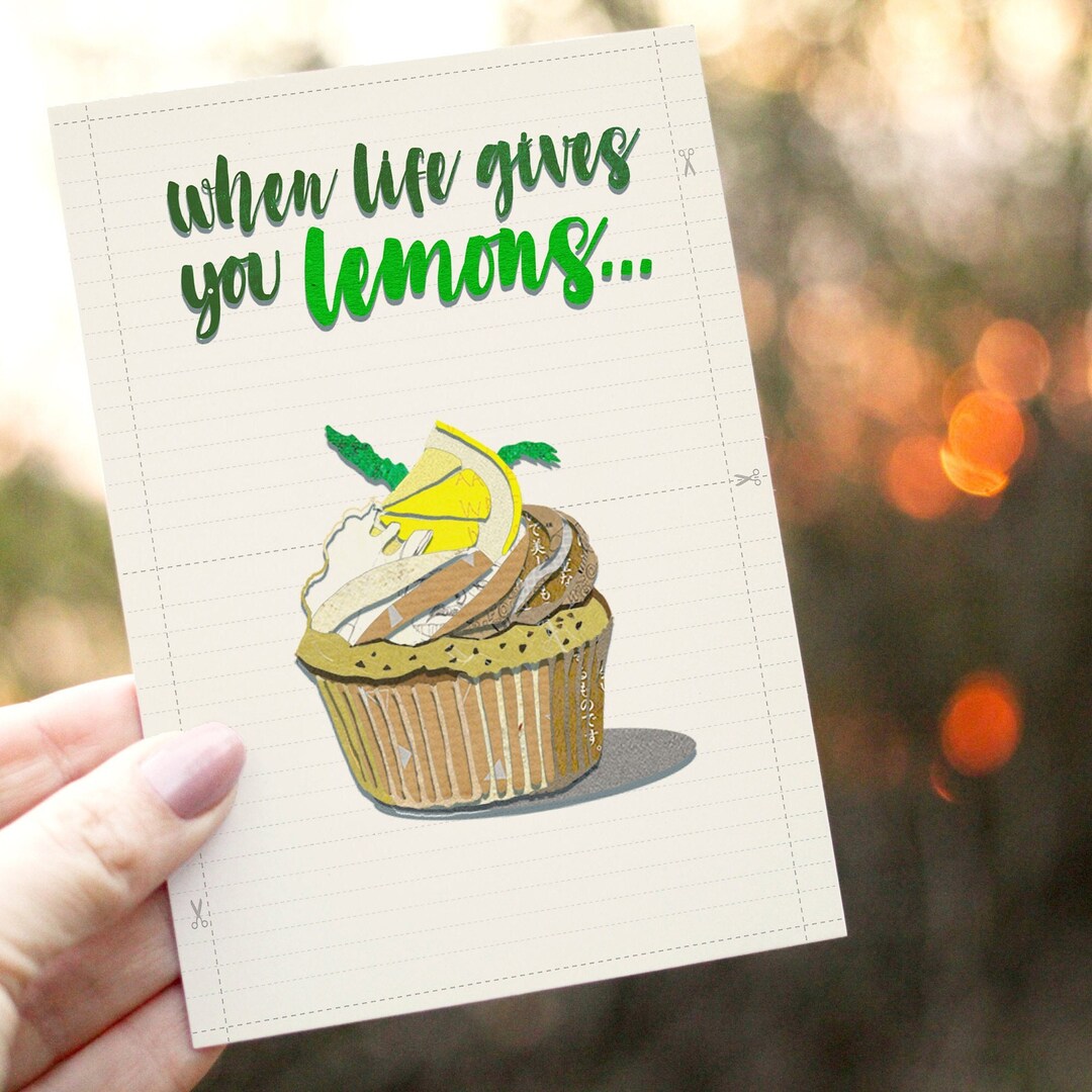 Kaart When Life Gives You Lemons Collage Illustratie Gemaakt - Etsy