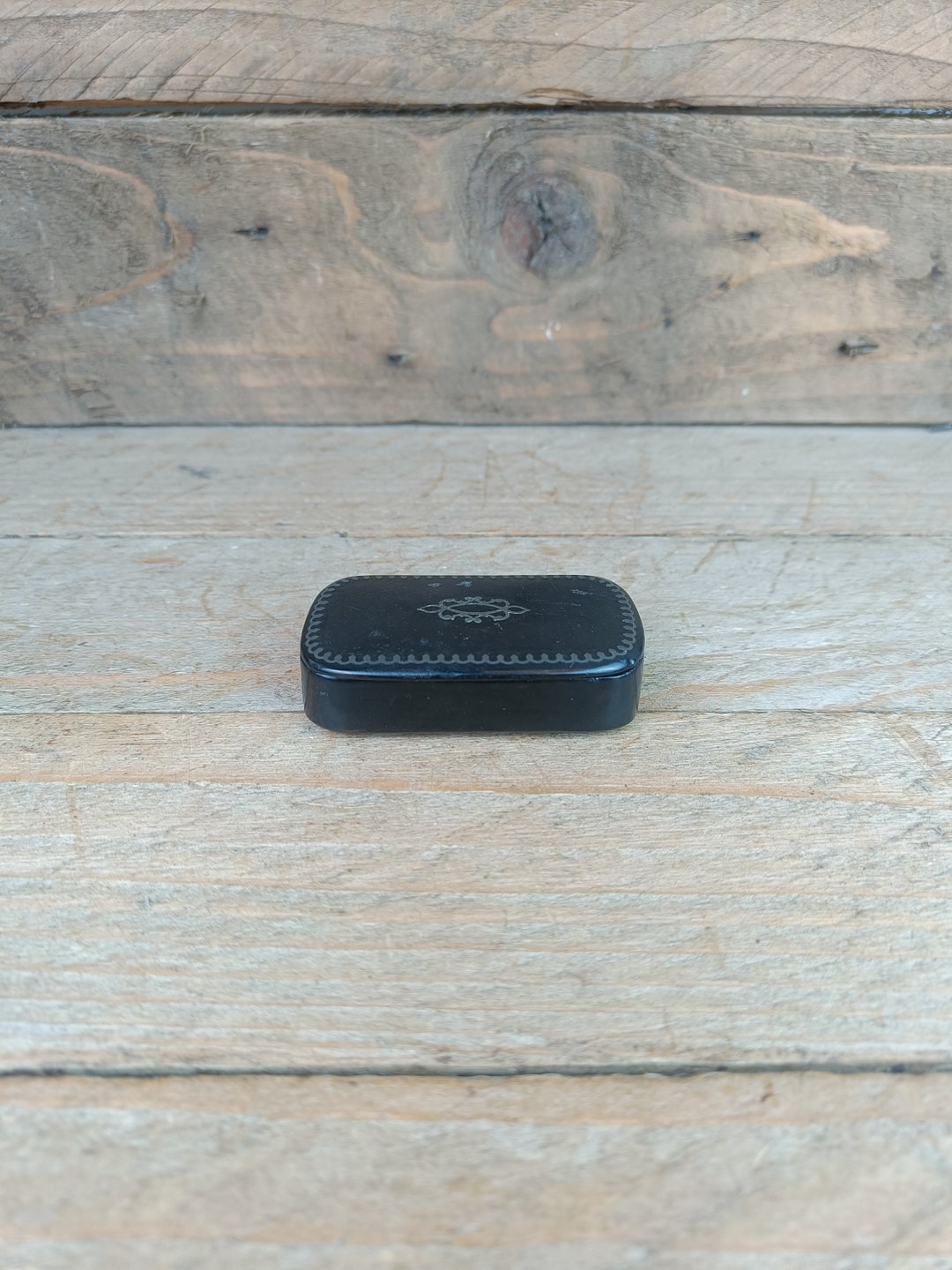 Vintage Paper Mache Snuff Box With Patterned Lid - Etsy