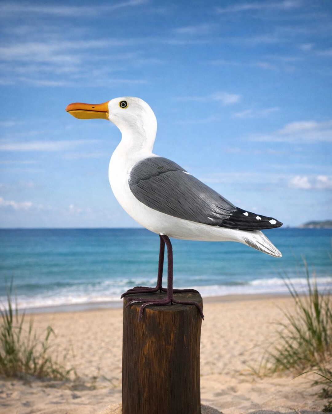 Wooden Seagull Statue Hand Carved, Coastal Decor Bird Sculpture - Etsy