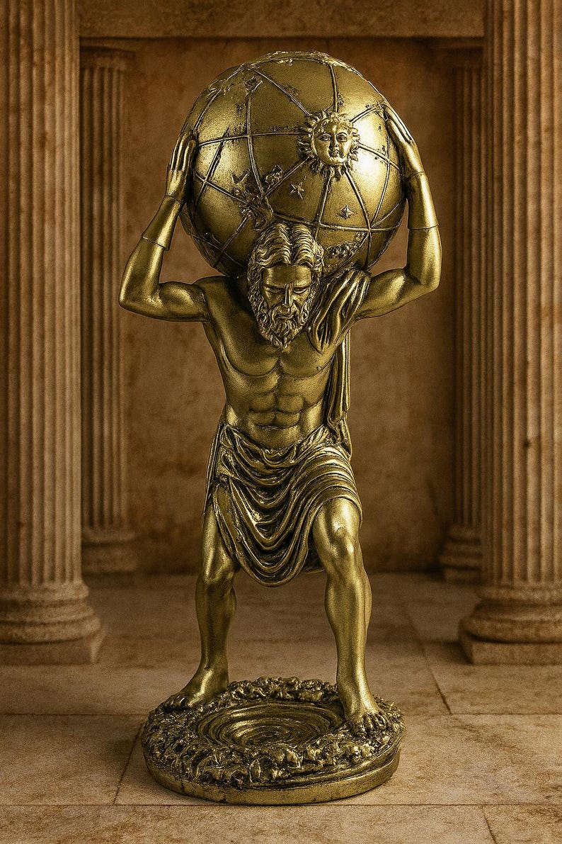 Atlas Statue - Greek Titan Holding the World Bronze Finish Resin 28 Cm ...