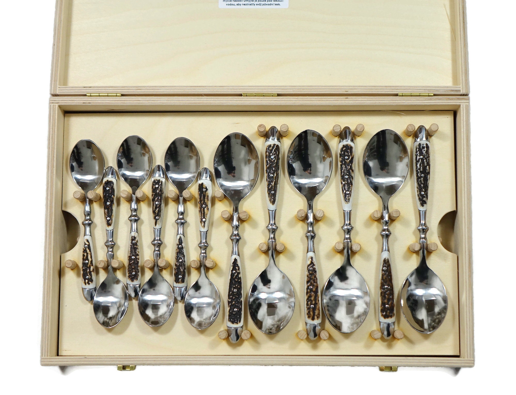 Set of Spoons & Forks, Flatware,with Real Deer Antlers Handles Hunters ...