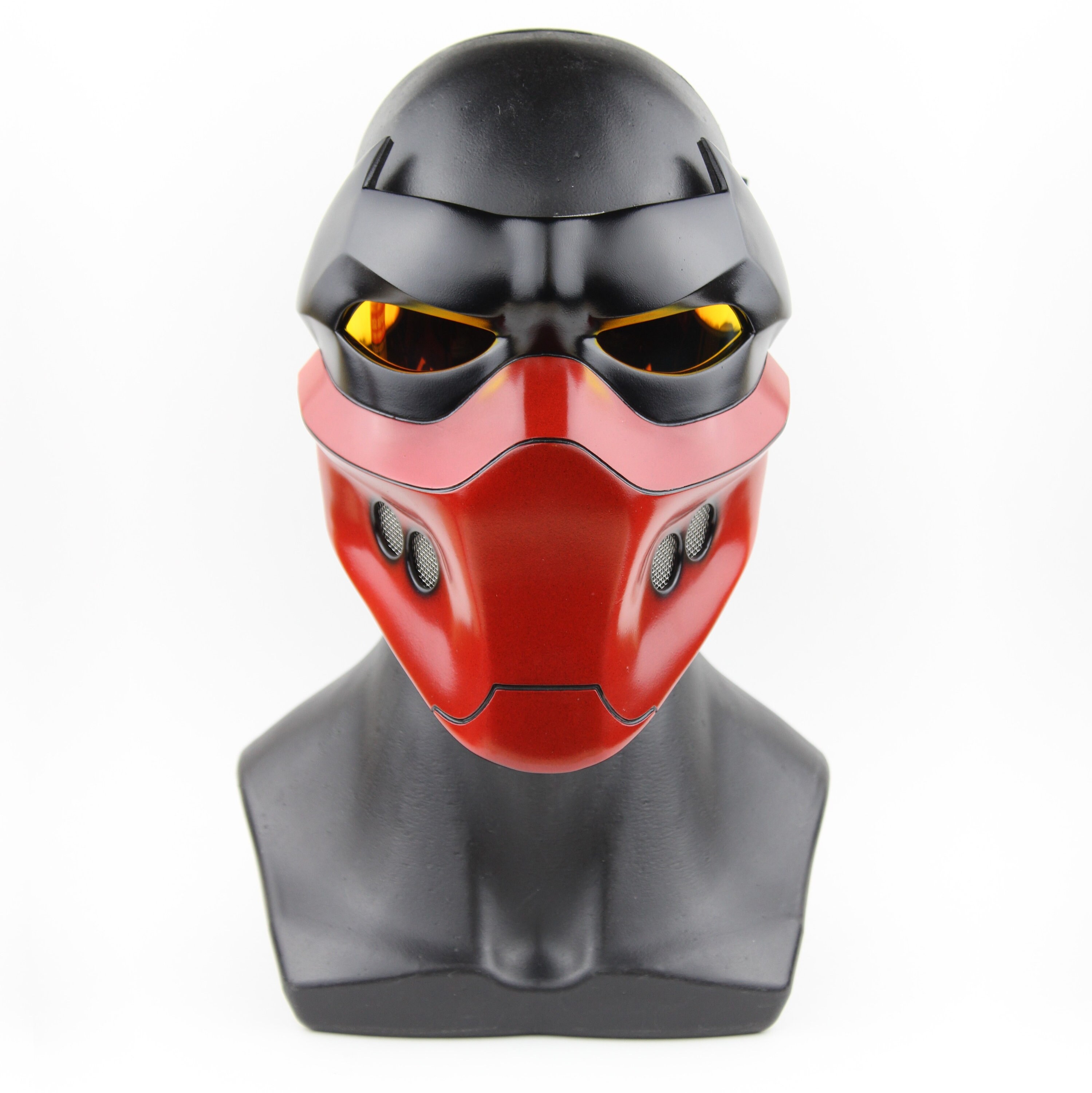 Red Hood Mask Outlaw Version Full Face Mask, Lens in Eyes, Halloween ...