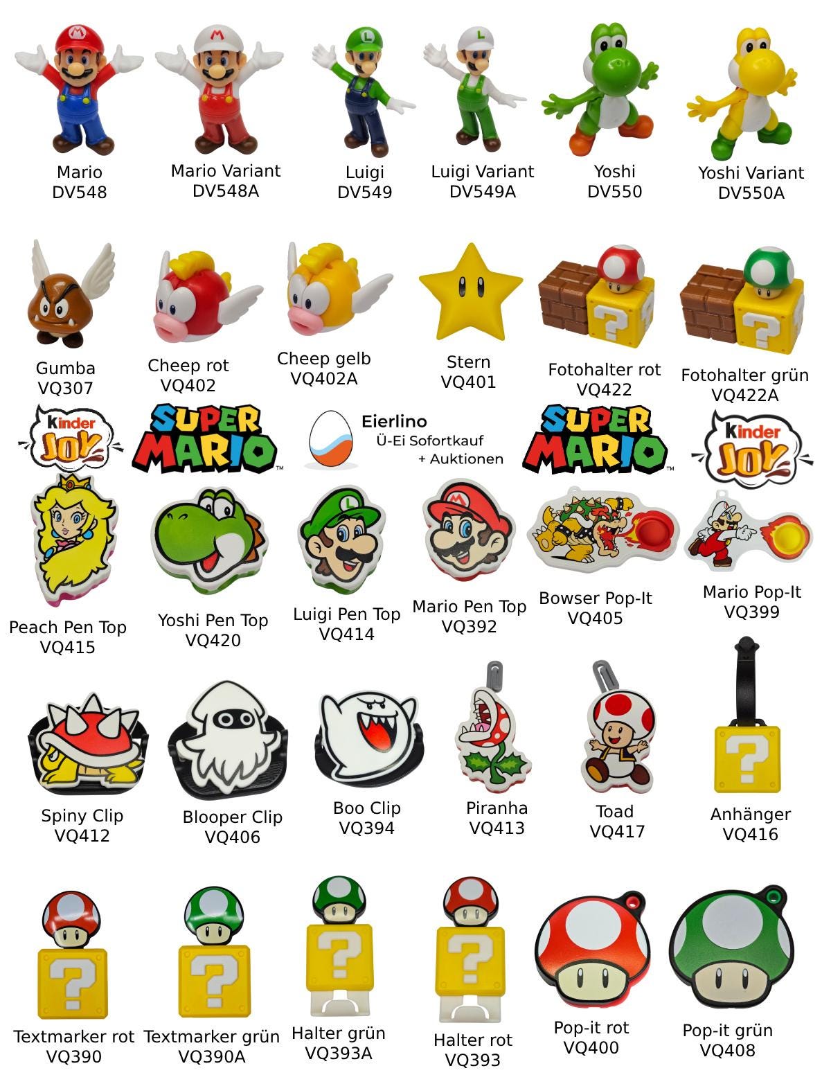 Neu AUSWAHL SUPER MARIO Kinder Joy 2025, Alle 30 Figuren Und Spielzeuge Komplett Mit Zettel - Etsy