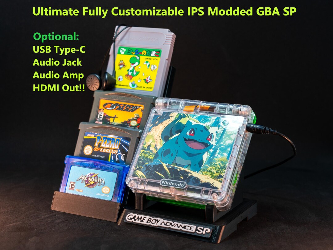 Ultimate Modded GBA SP, IPS Backlit Screen, Big Battery, Audio Jack ...