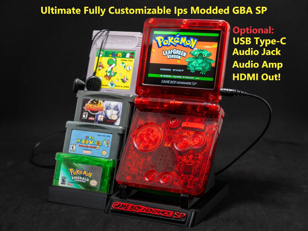 Ultimate Modded Nintendo Gameboy Advance SP, IPS Screen, Big Battery ...