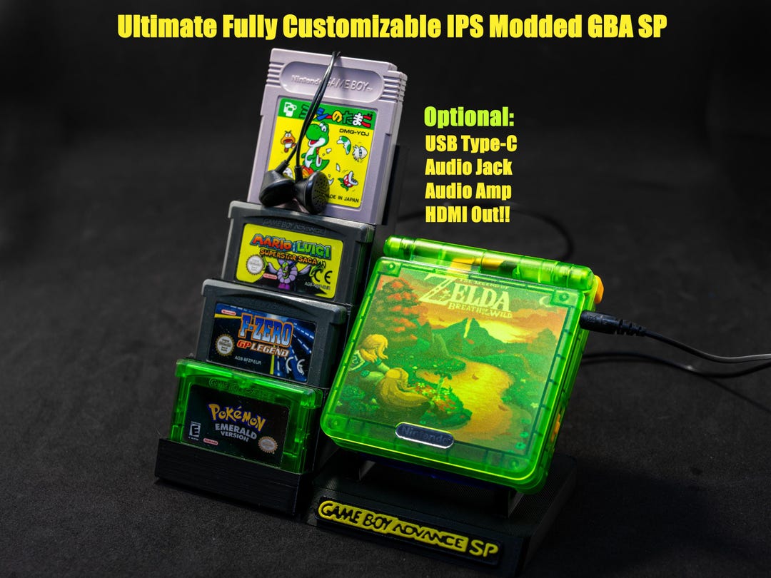 Ultimate Modded Nintendo Gameboy Advance SP, IPS Screen, Big Battery ...