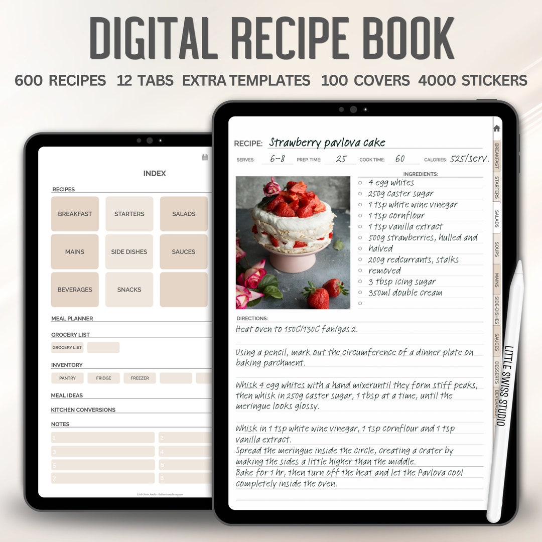 Digital Recipe Book Meal Planner, Ipad/goodnotes Compatible, Digital ...