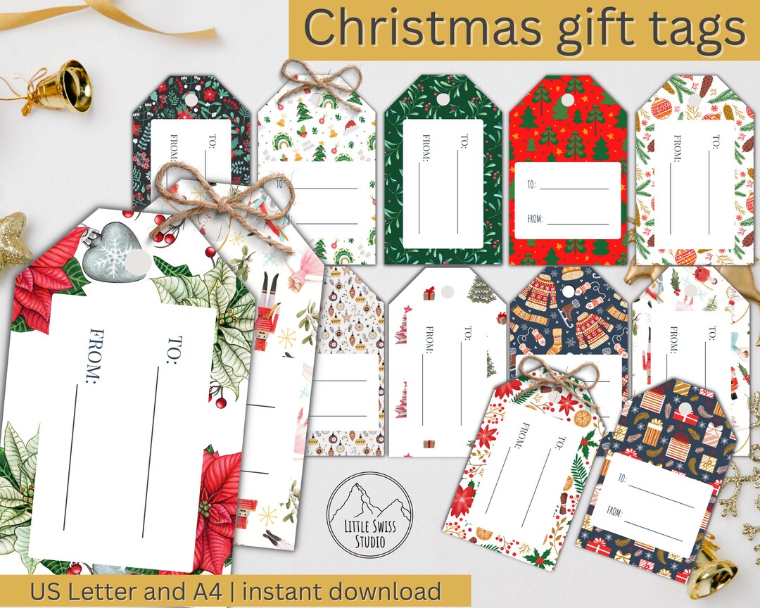 Christmas Gift Tag Printable Beautiful Design Printable PDF Holiday ...