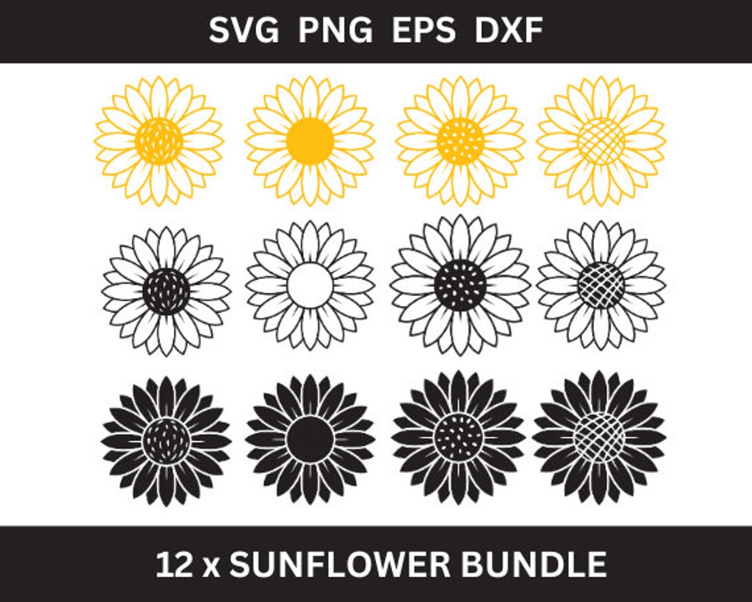 Sunflower SVG Bundle, Cut File, Cricut, Silhouette - Digital Download ...