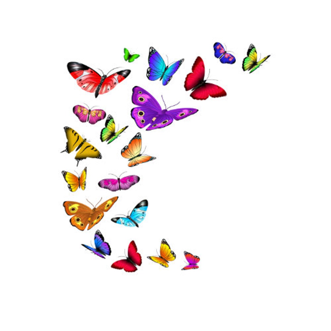 Colourful Flying Butterfly Design PNG JPG With Transparent Background ...