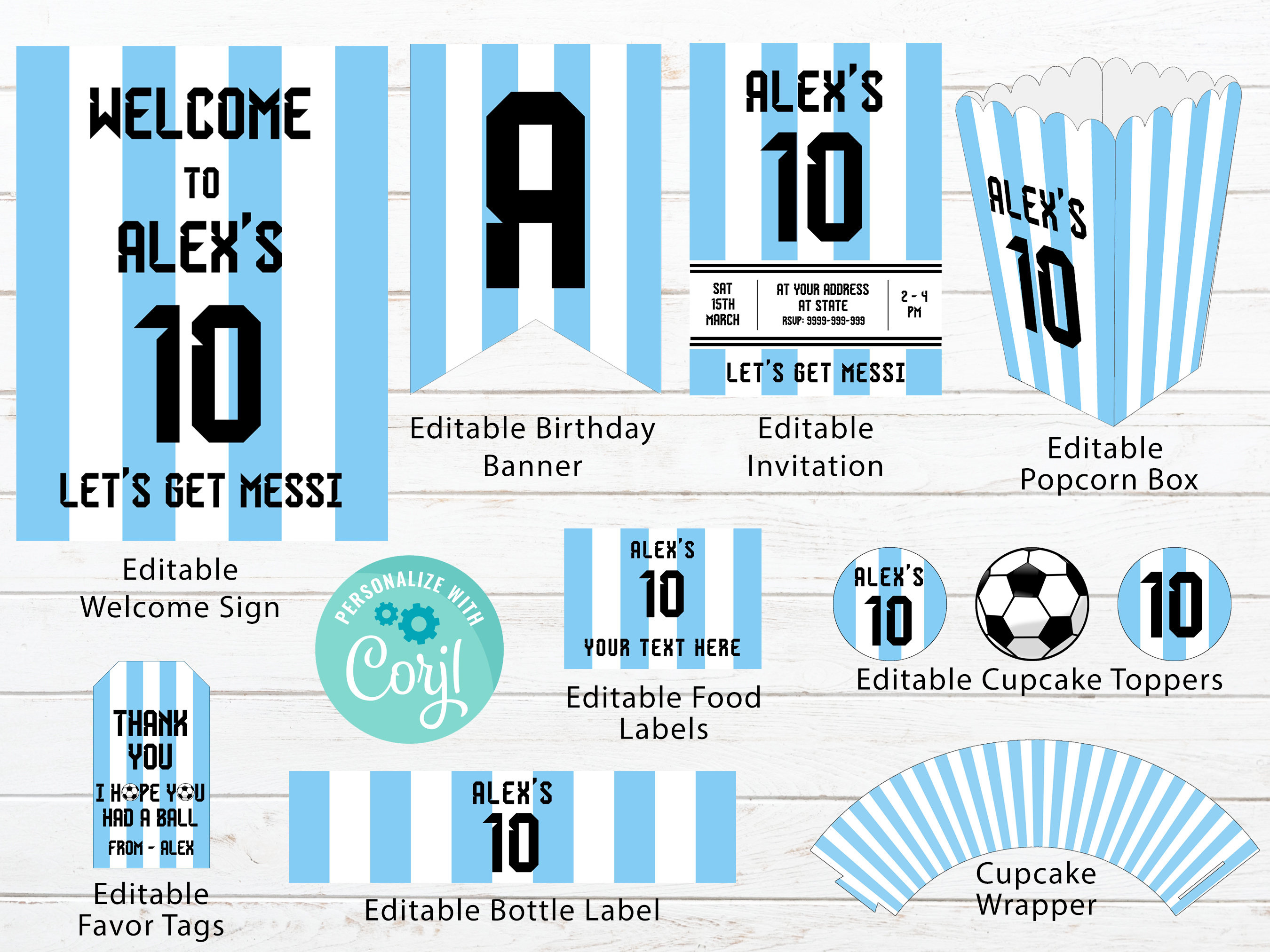 Edit & Print - LET'S GET MESSI Party Bundle , Soccer Party Editable and ...
