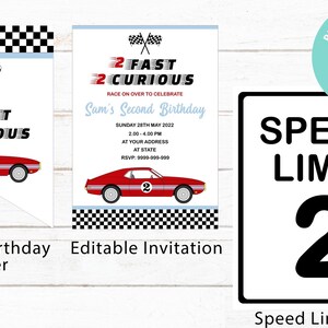 EDIT & PRINT - 2 Fast 2 Curious Party Bundle , Two Year Party Editable ...