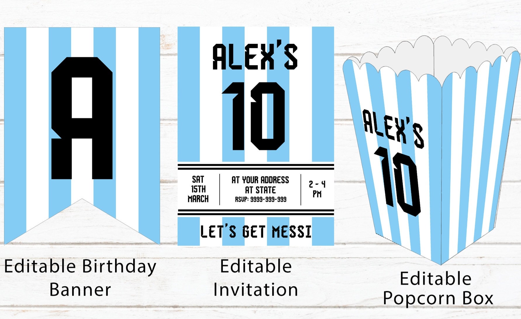 Edit & Print - LET'S GET MESSI Party Bundle , Soccer Party Editable and ...