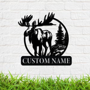 Personalized Moose Metal Wall Sign, Custom Moose Metal Wall Art, Moose ...