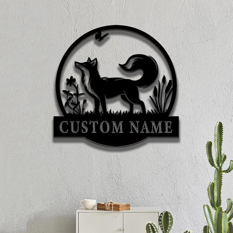 Custom Fox Animal Metal Wall Art Sign, Fox Lover Sign, Metal Wall Decor ...