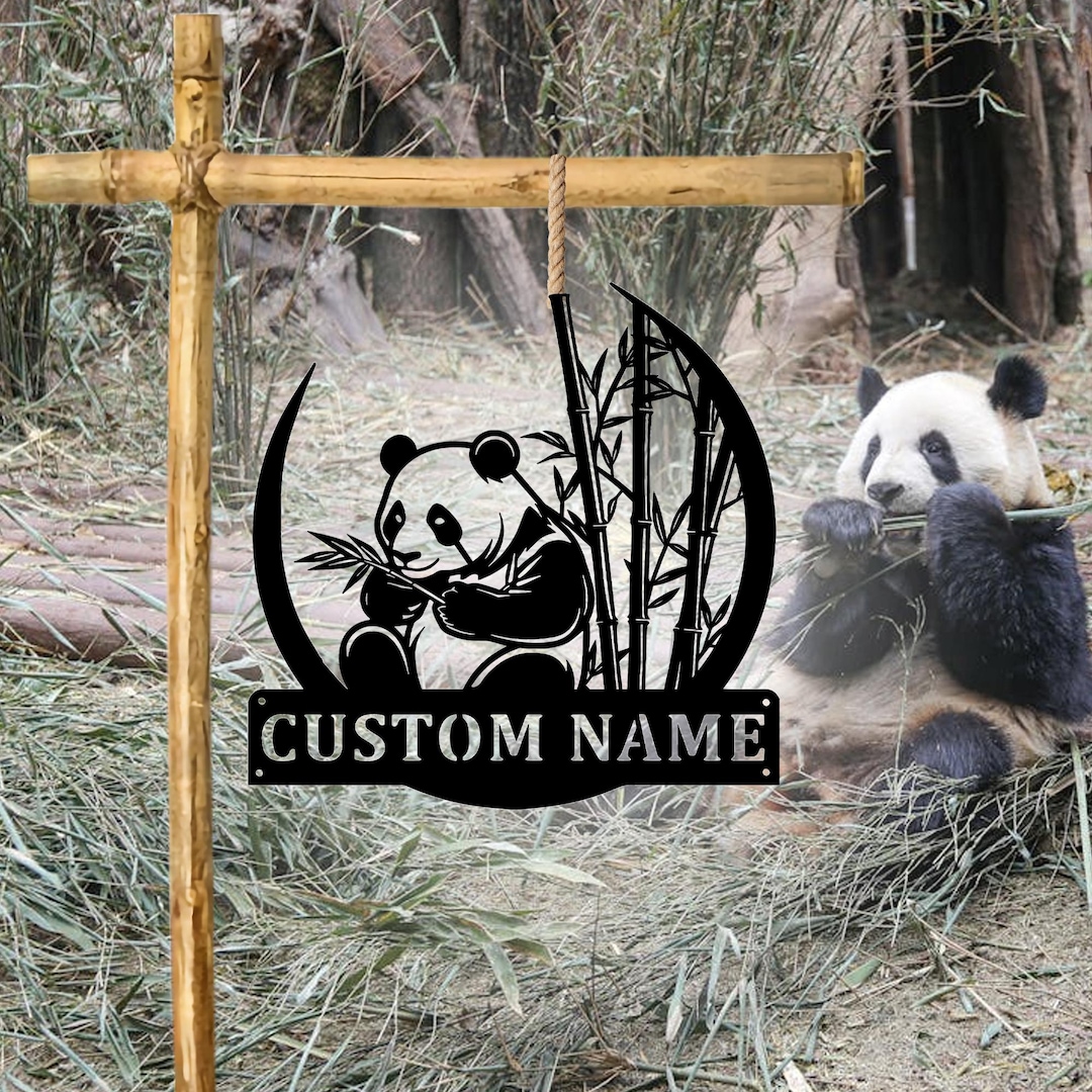 Custom Cute Panda Metal Wall Art Sign, Personalized Lazy Panda Name ...