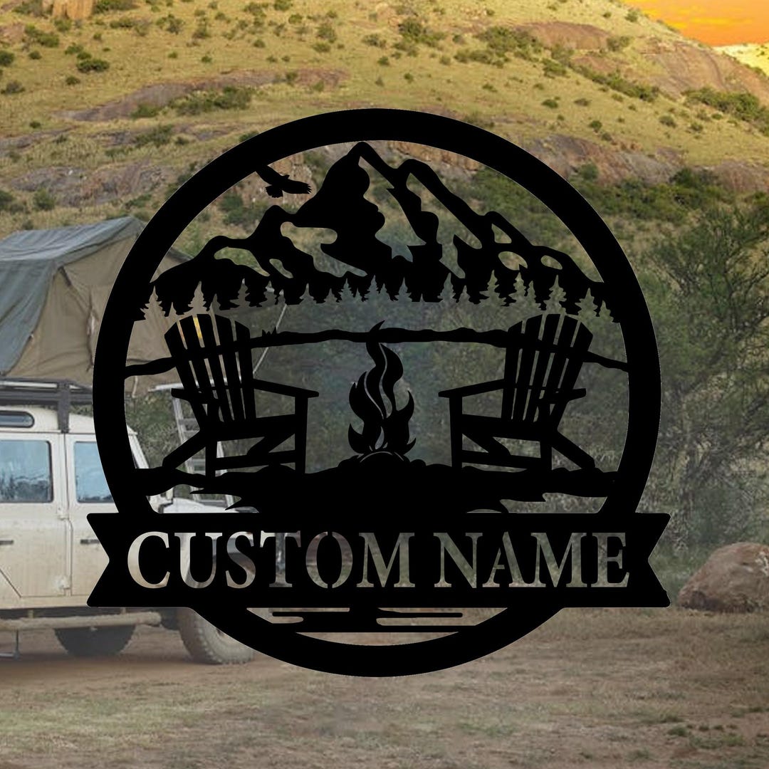 Personalized Campfire Metal Sign, Custom Camping Wall Art Sign, Camper ...