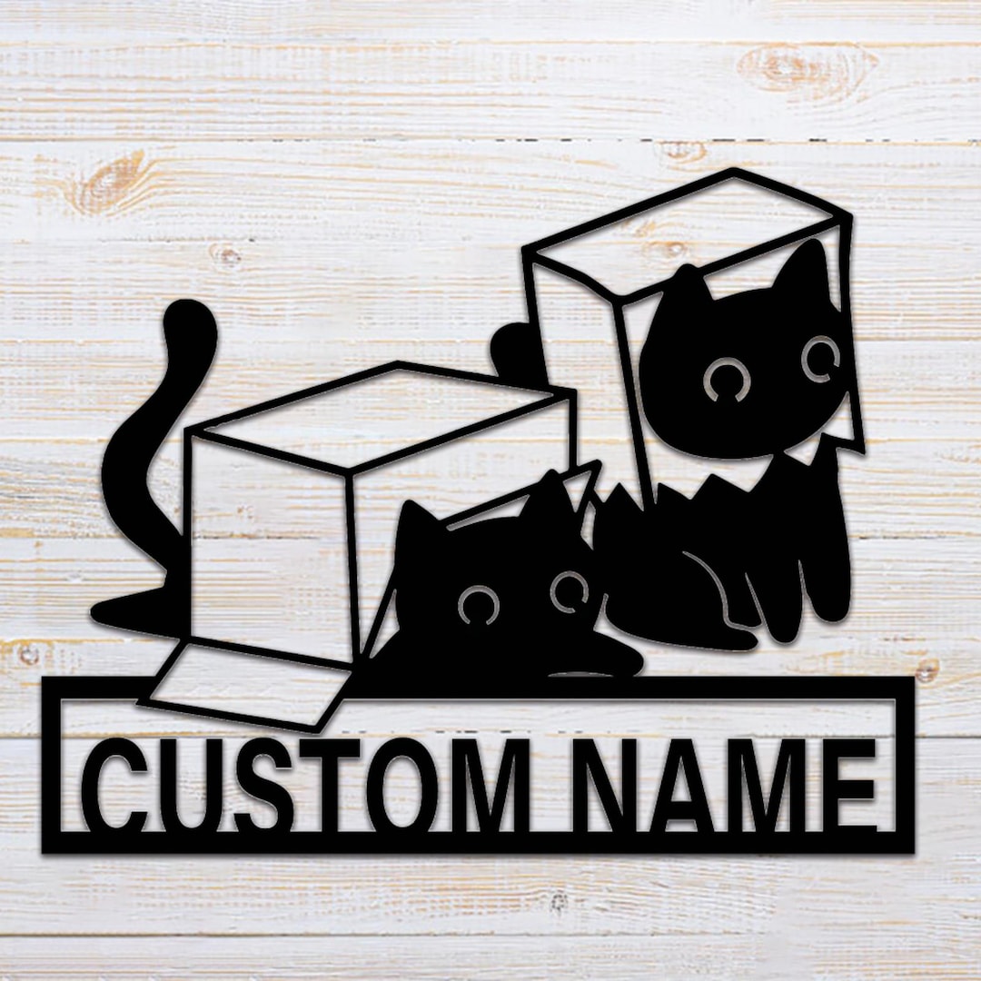 Custom Cat Metal Wall Sign, Personalized Cat Metal Wall Art, Cat Metal ...