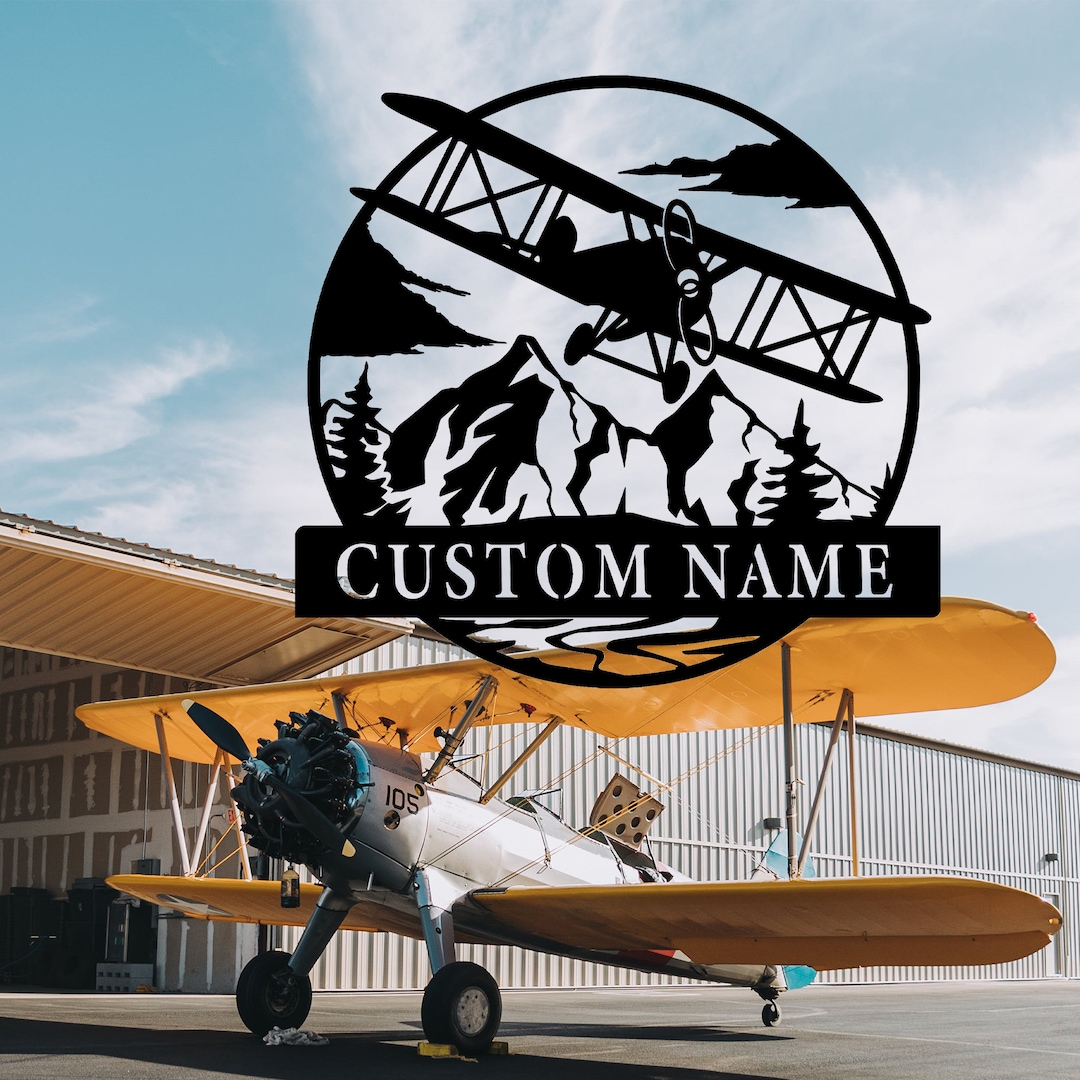 Custom Airplane Metal Wall Sign, Personalized Airplane Metal Wall Art ...