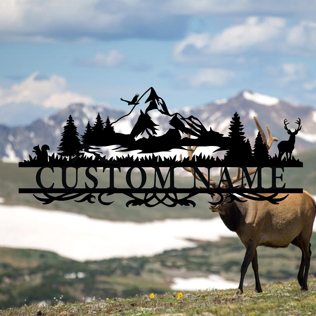 Custom Valley Metal Wal Art Name Sign, Custom Mountain Metal Address ...
