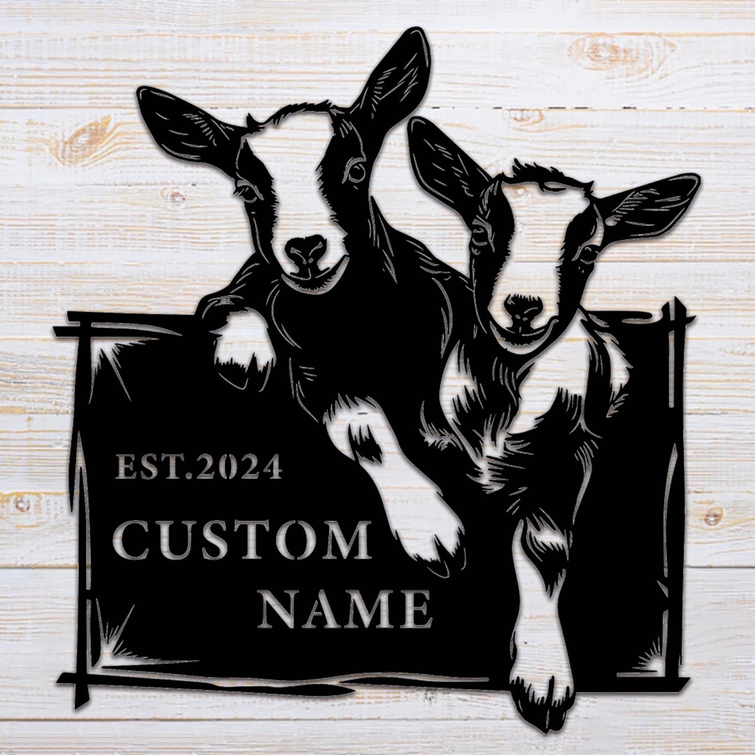 Custom Goat Farm Name Metal Sign, Personalized Goat Ranch Farm Wall Art ...