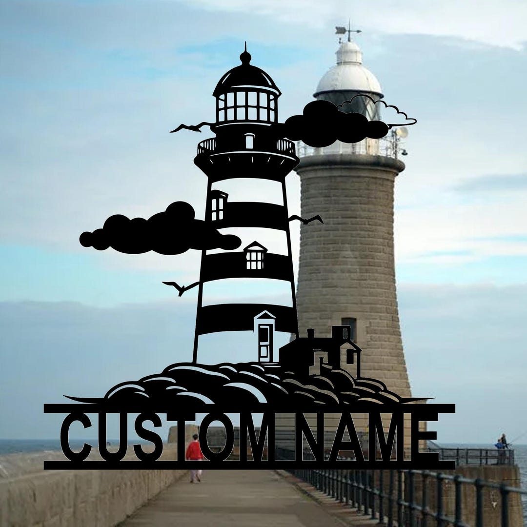 Personalized Lighthouse Name Metal Wall Art Sign,custom Lighthouse ...