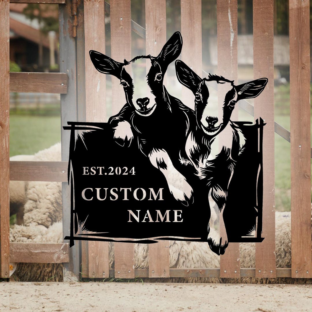 Custom Goat Farm Name Metal Sign, Personalized Goat Ranch Farm Wall Art ...