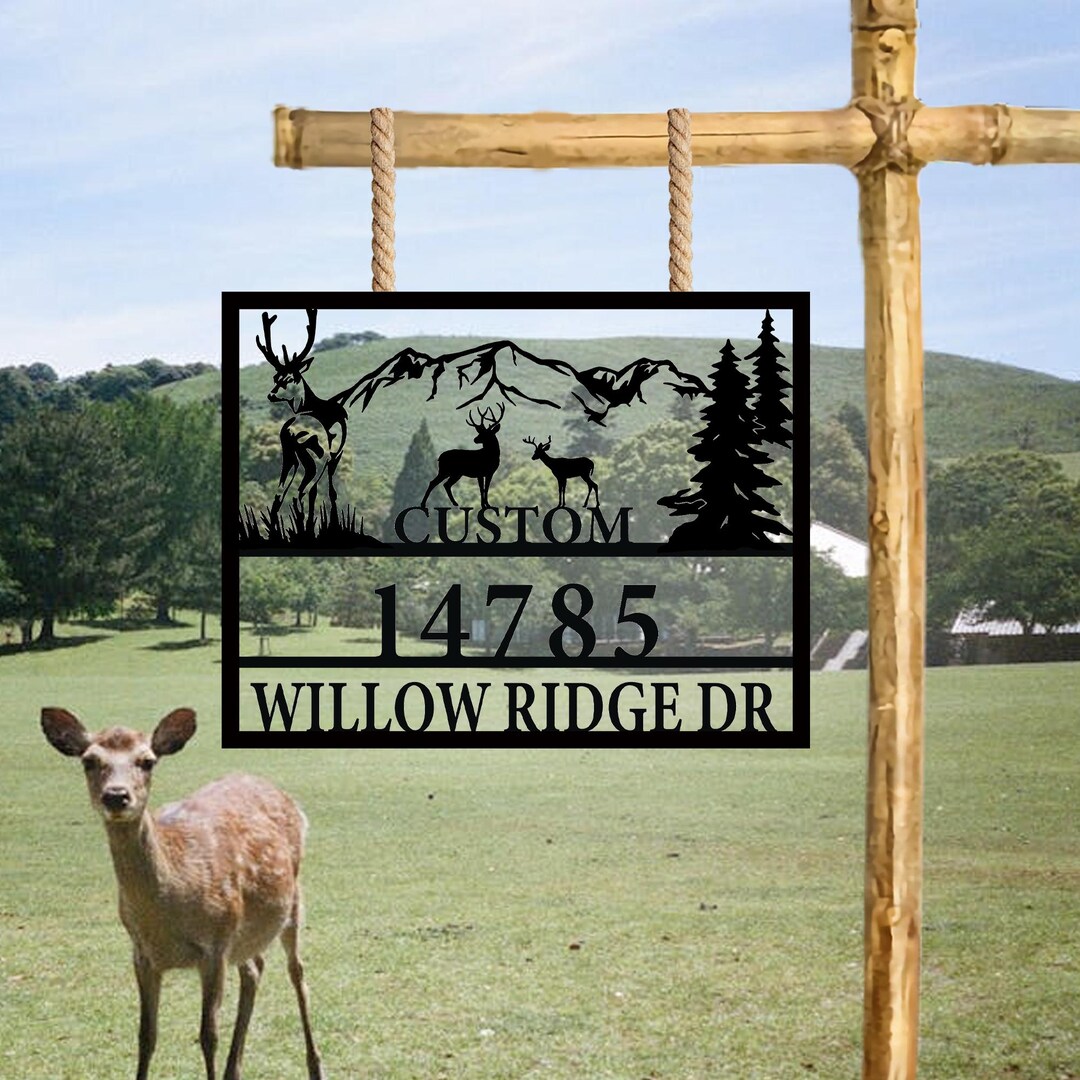 Custom Deer Metal Wall Sign, Personalized Deer Name Metal Hanging Sign ...