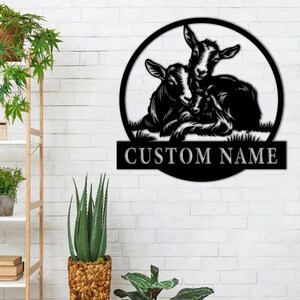 Custom Goat Farm Name Metal Sign, Personalized Goat Ranch Farm Wall Art ...