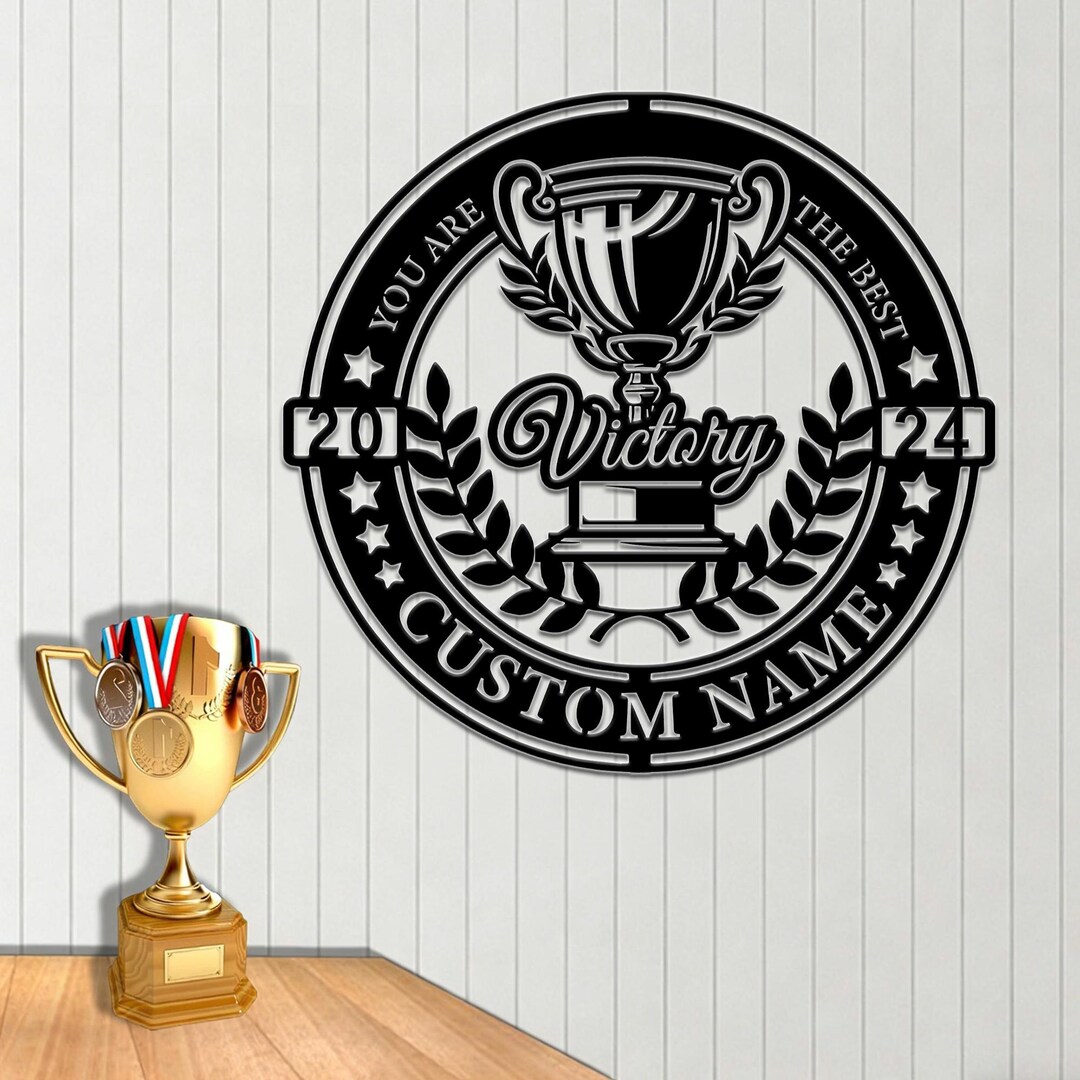 Custom Winner Name Metal Wall Hanging Sign,custom Trophy Name Sign ...