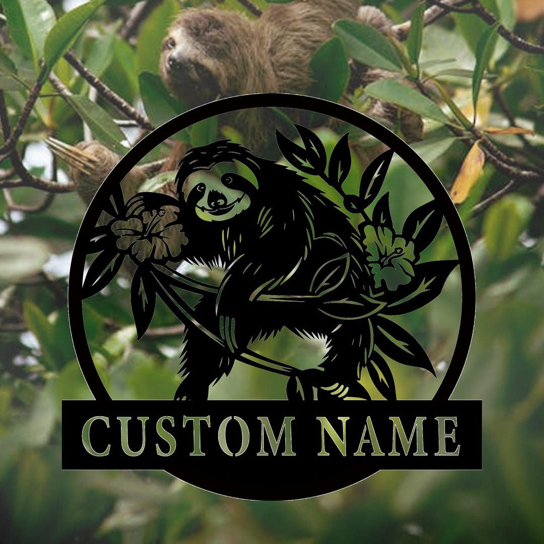 Personalized Sloth Name Metal Wall Art Sign,custom Sloth Metal Door ...