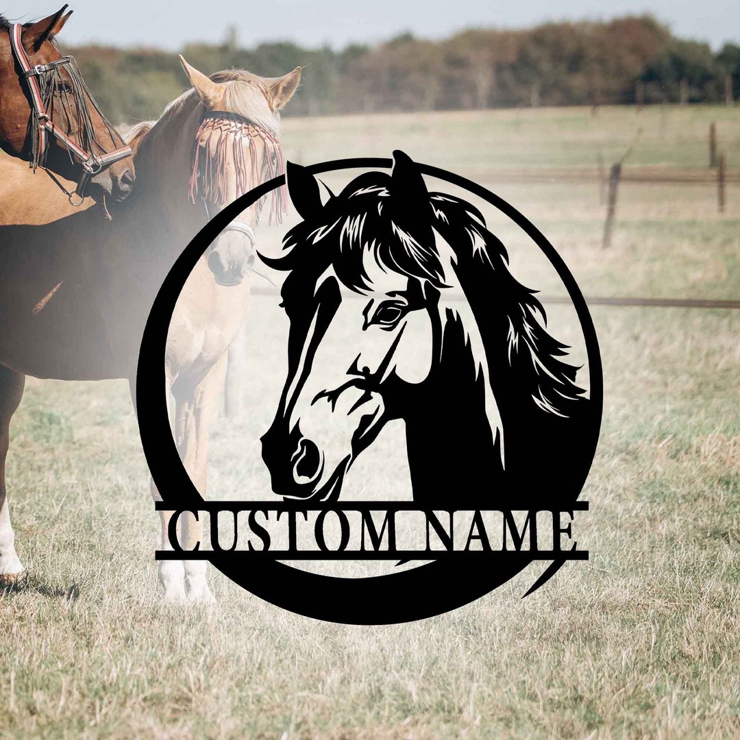 Custom Horse Farm Sign, Horse Name Metal Sign, Horse Name Sign ...