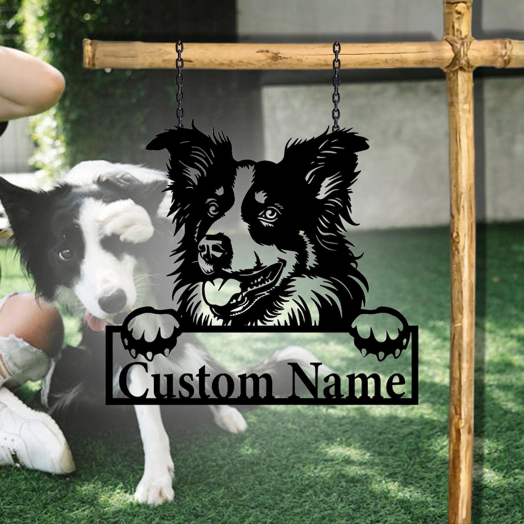 Custom Border Collie Dog Name Metal Wall Art Sign, Personalized Set Pet ...