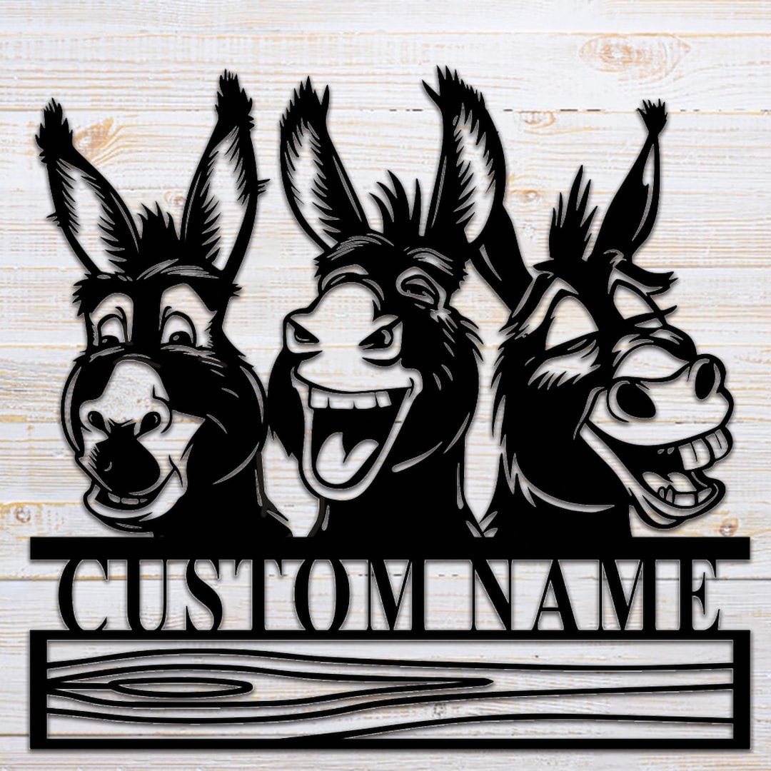 Custom Donkey Metal Wall Art Name Sign, Personalized Donkey Metal Wall ...