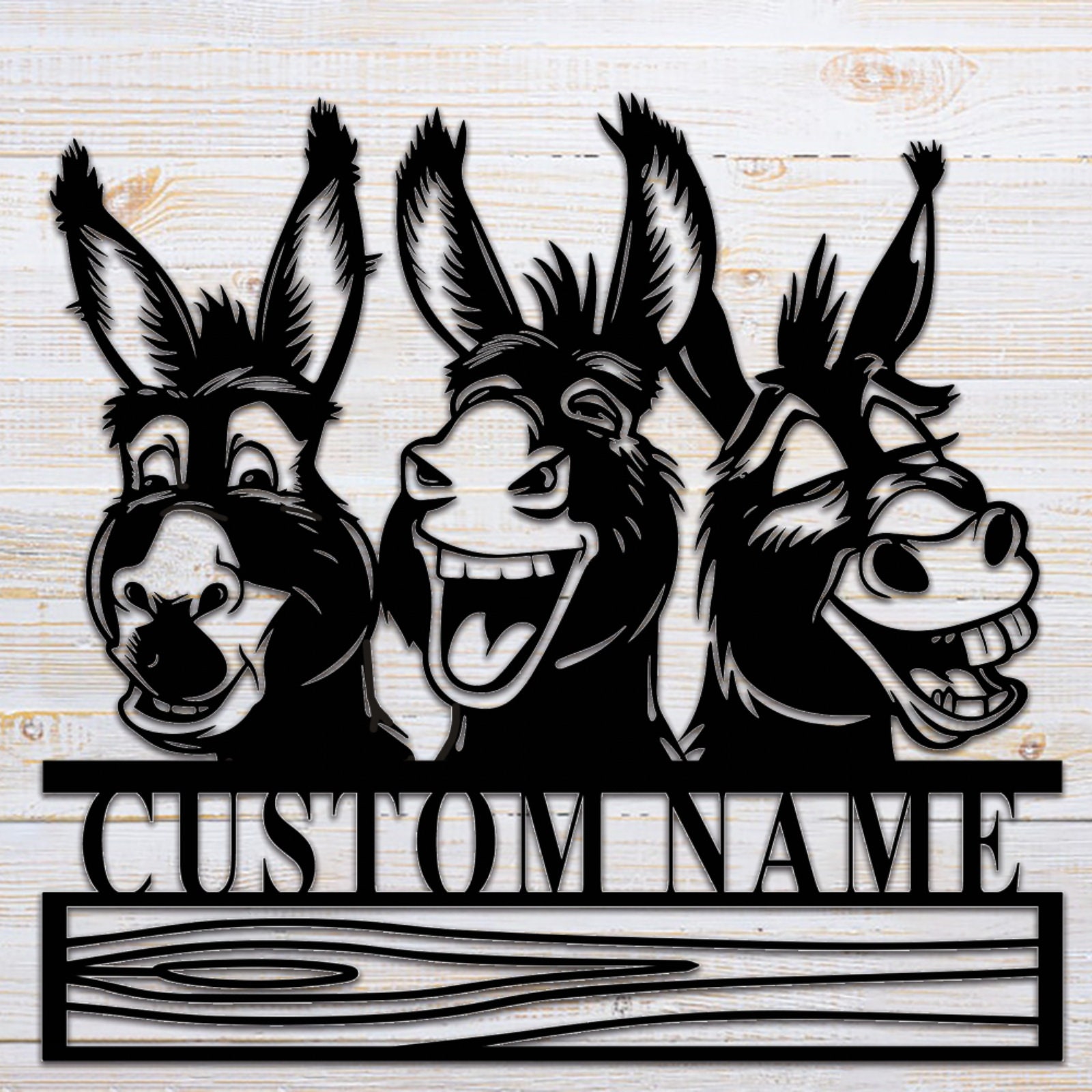 Custom Donkey Metal Wall Art Name Sign, Personalized Donkey Metal Wall ...