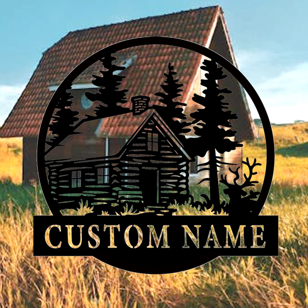 Personalized Cabin Name Metal Signs, Custom Farm House Cabin Sign Decor ...