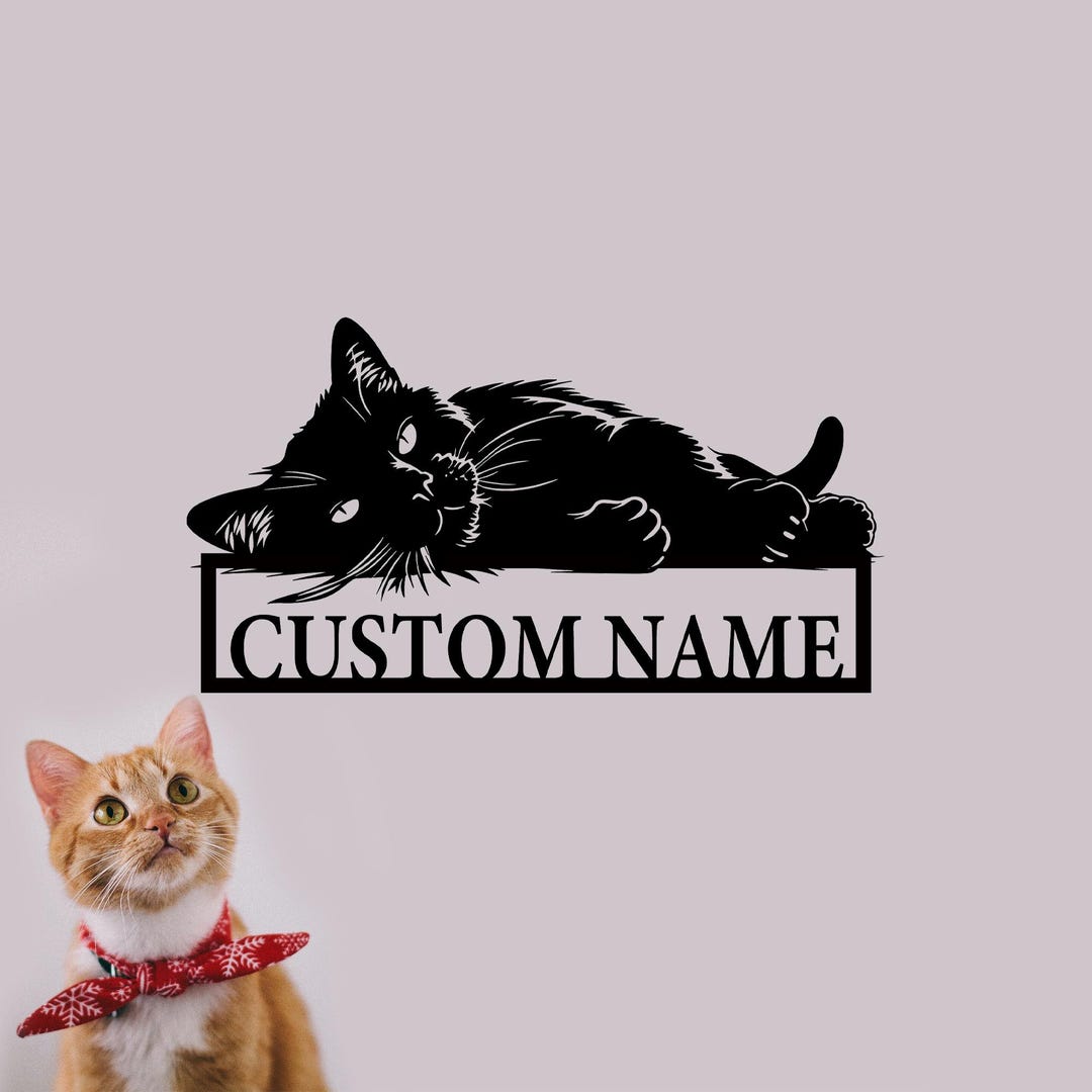 Custom Cat Metal Wall Sign, Personalized Cat Metal Wall Art, Cat Metal ...