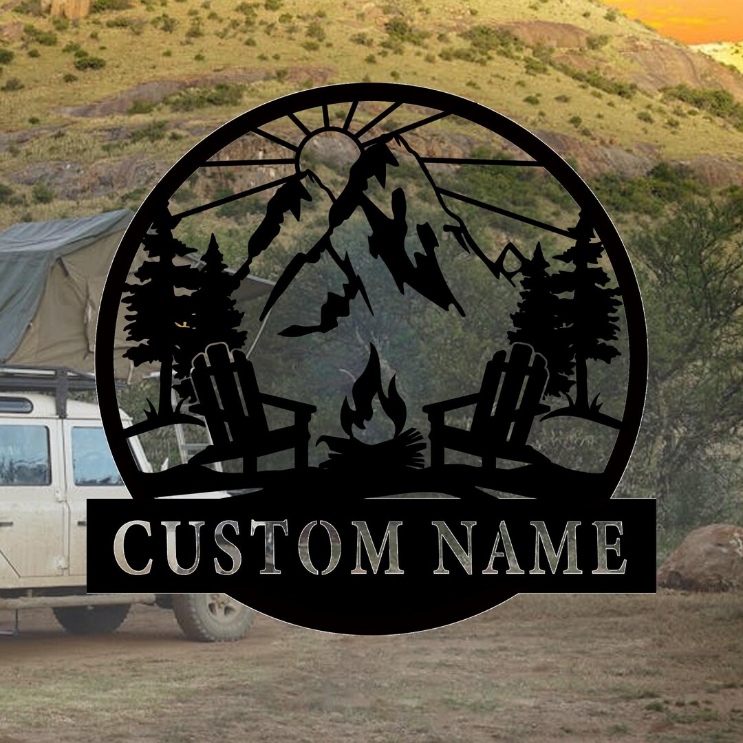 Personalized Campfire Metal Sign, Custom Camping Wall Art Sign, Camper ...