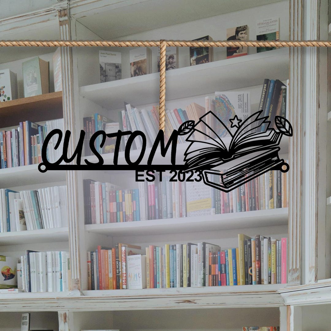 Custom Book Store Name Metal Sign, Personalized Book Metal Wall Hanging ...