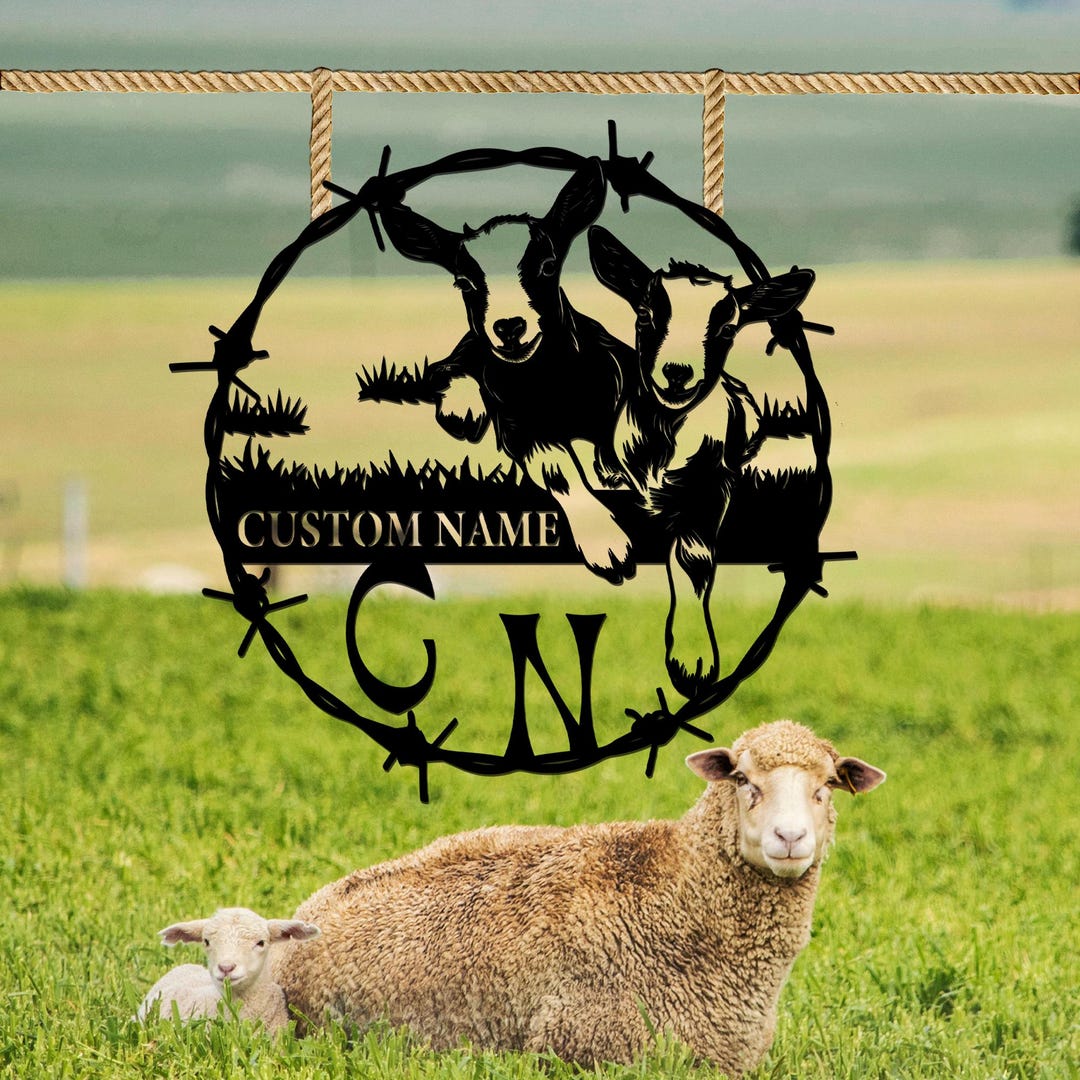 Custom Goat Farm Name Metal Sign, Personalized Goat Ranch Farm Wall Art ...