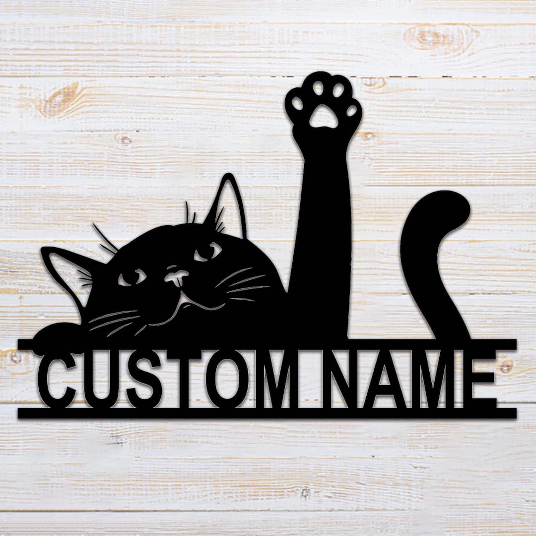 Custom Cat Metal Wall Sign, Personalized Cat Metal Wall Art, Cat Metal ...