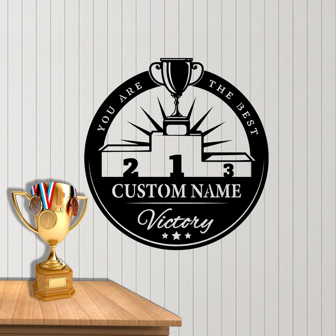 Custom Winner Name Metal Wall Hanging Sign, Custom Trophy Name Sign ...